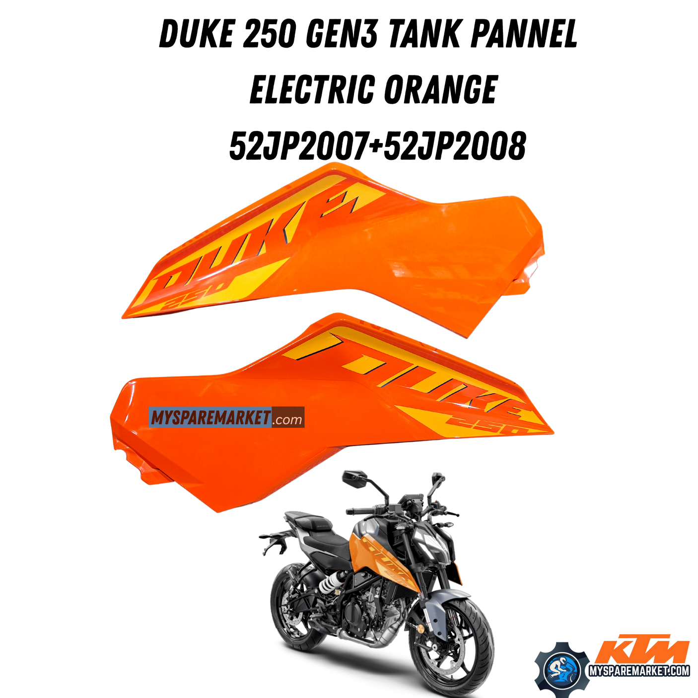 DUKE 250 GEN3 TANK PANNEL CERAMIC WHITE -52JP2005 +52JP2006 (Copy ...
